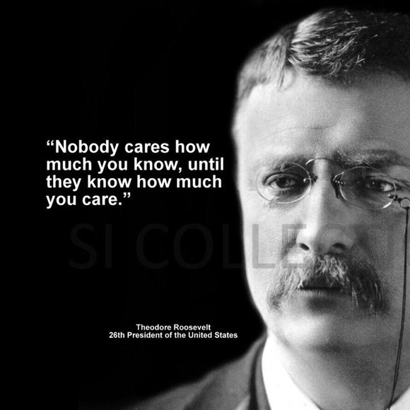 Wall Decor | Theodore Roosevelt Nobody Cares How Much You Know Quote ...